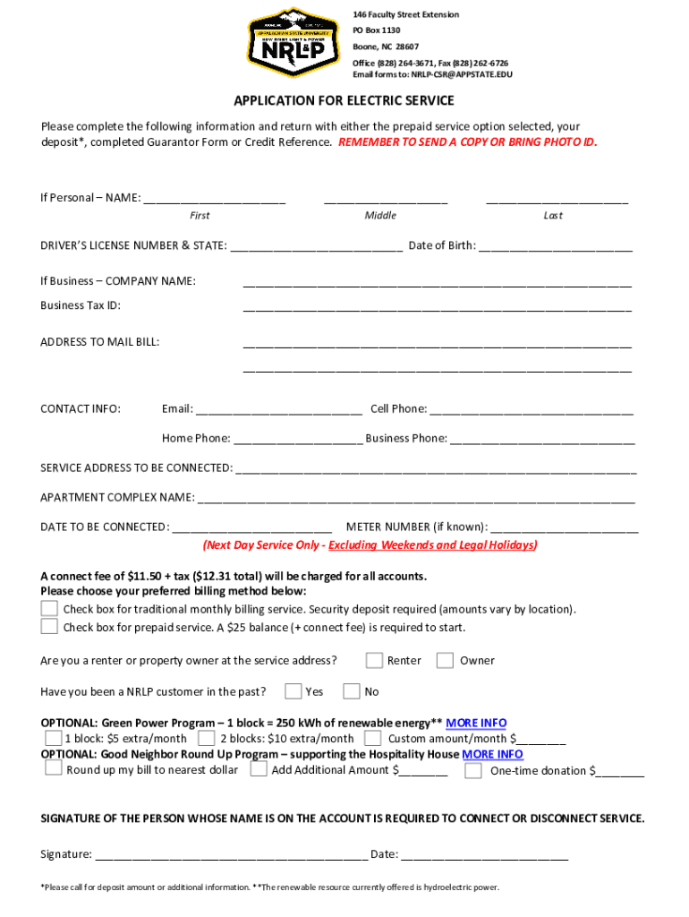Fillable Online Application for Electric Service Fax Email Print ...