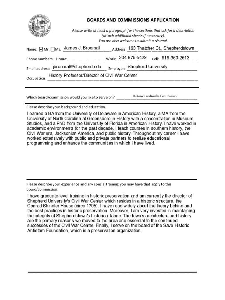 Fillable Online Application for Boards and Commissions Fax Email Print - pdfFiller