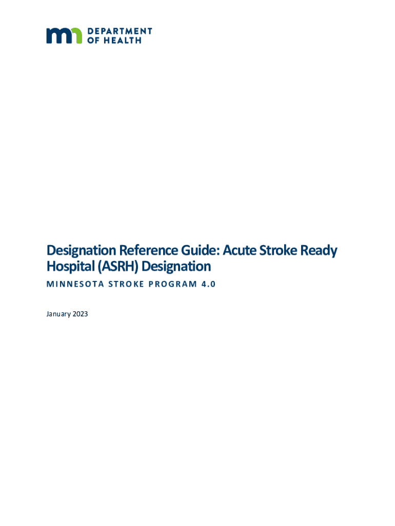 Fillable Online Designation Reference Guide: Acute Stroke Ready Hospital (asrh) Designation ...