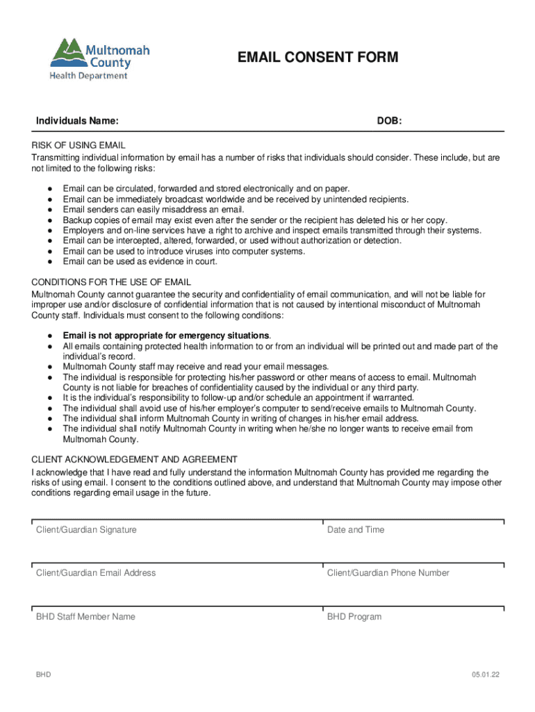 Fillable Online Email Consent Form. consent Fax Email Print - pdfFiller