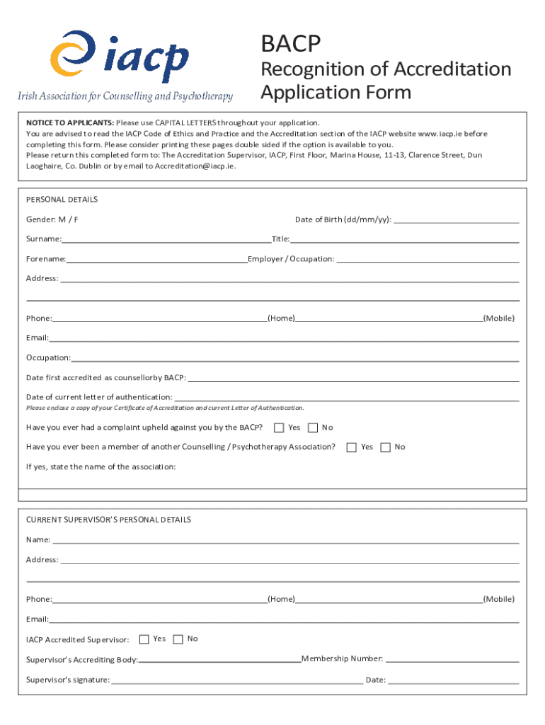 Fillable Online Recognition of Accreditation Application Form Fax Email Print - pdfFiller