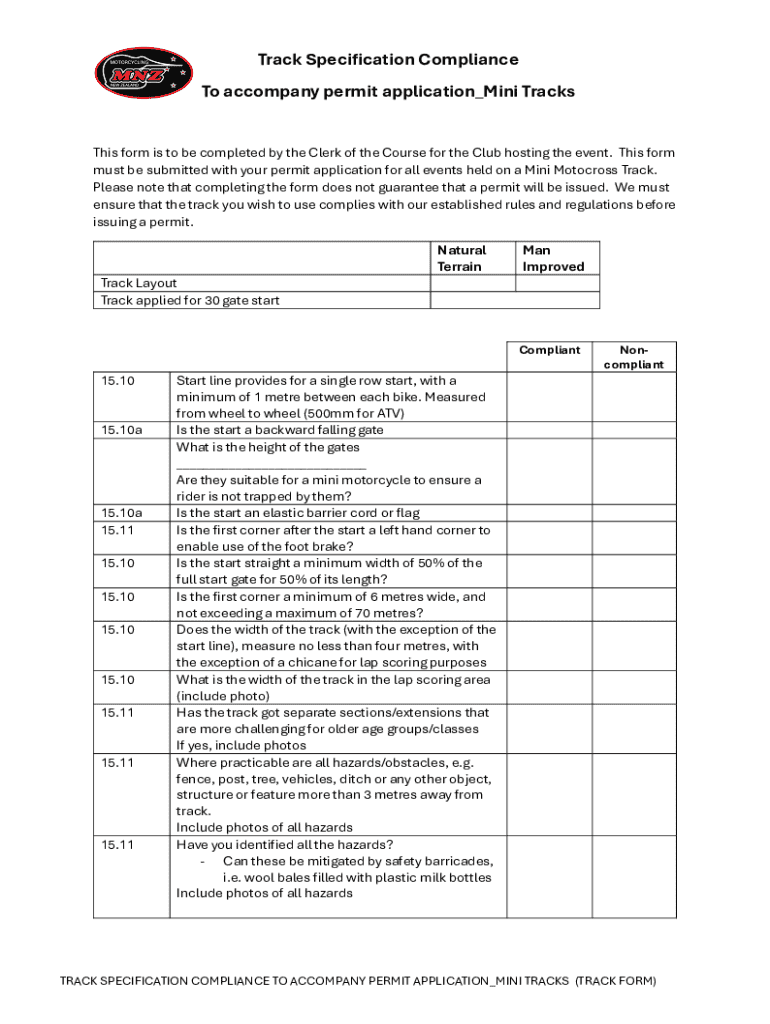 Fillable Online Track-Specification-Compliance-to-Accompany-Permit- ... Fax Email Print - pdfFiller
