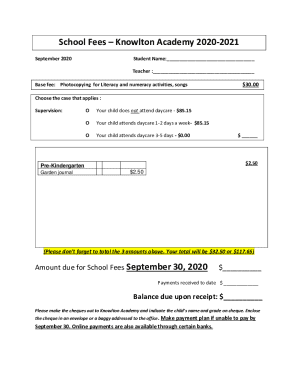 Fillable Online School Fees Notice for Knowlton Academy Fax Email Print ...