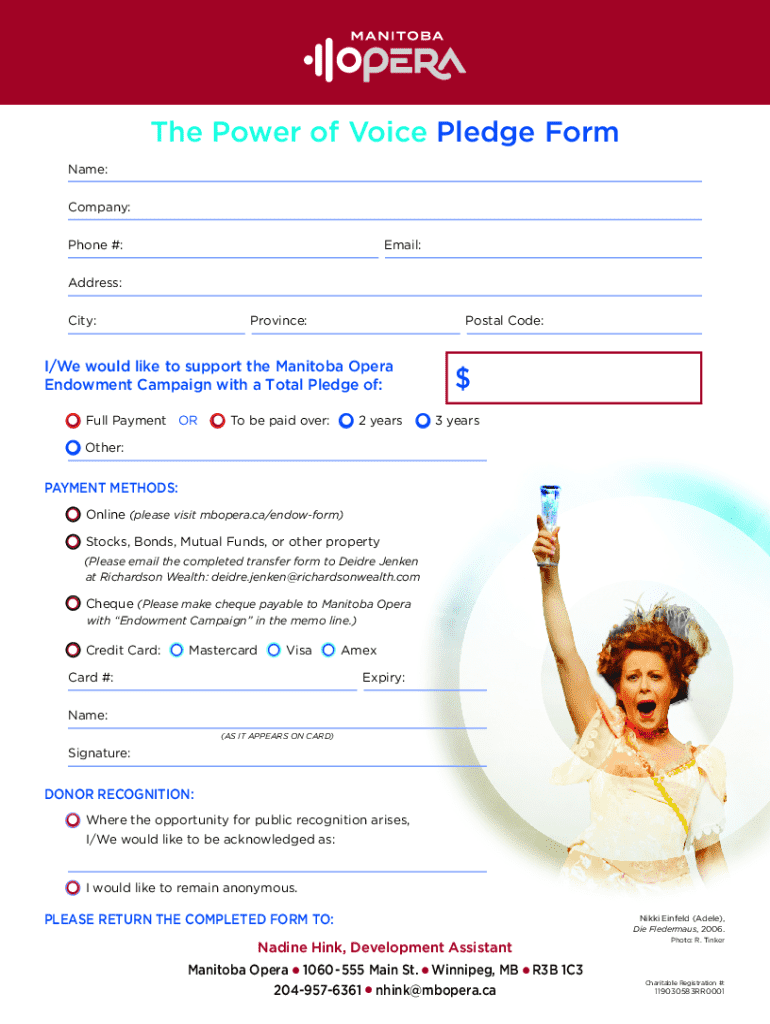 Fillable Online The Power of Voice Endowment Campaign Fax Email Print ...