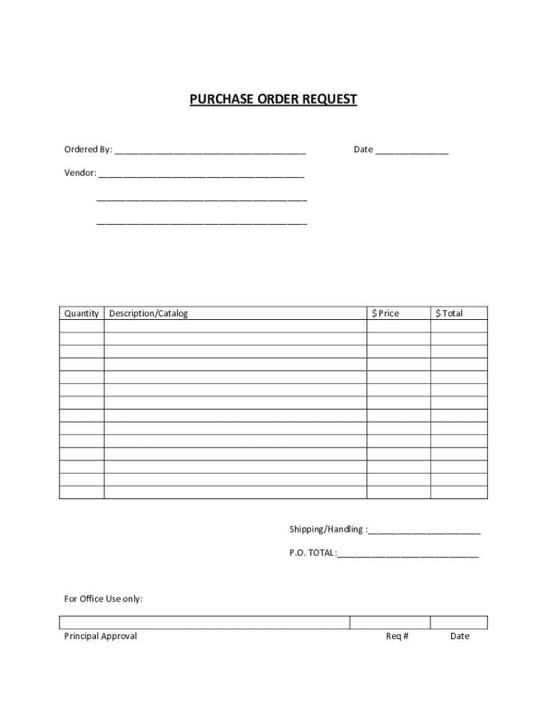 Fillable Online Purchase Order Request Form Fax Email Print - pdfFiller