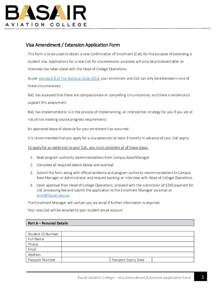 Fillable Online 1 Visa Amendment / Extension Application Form Fax Email ...