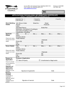 Fillable Online Building Information Certificate Application Fax Email ...