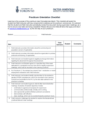 Fillable Online Practicum Orientation Checklist Fax Email Print - pdfFiller