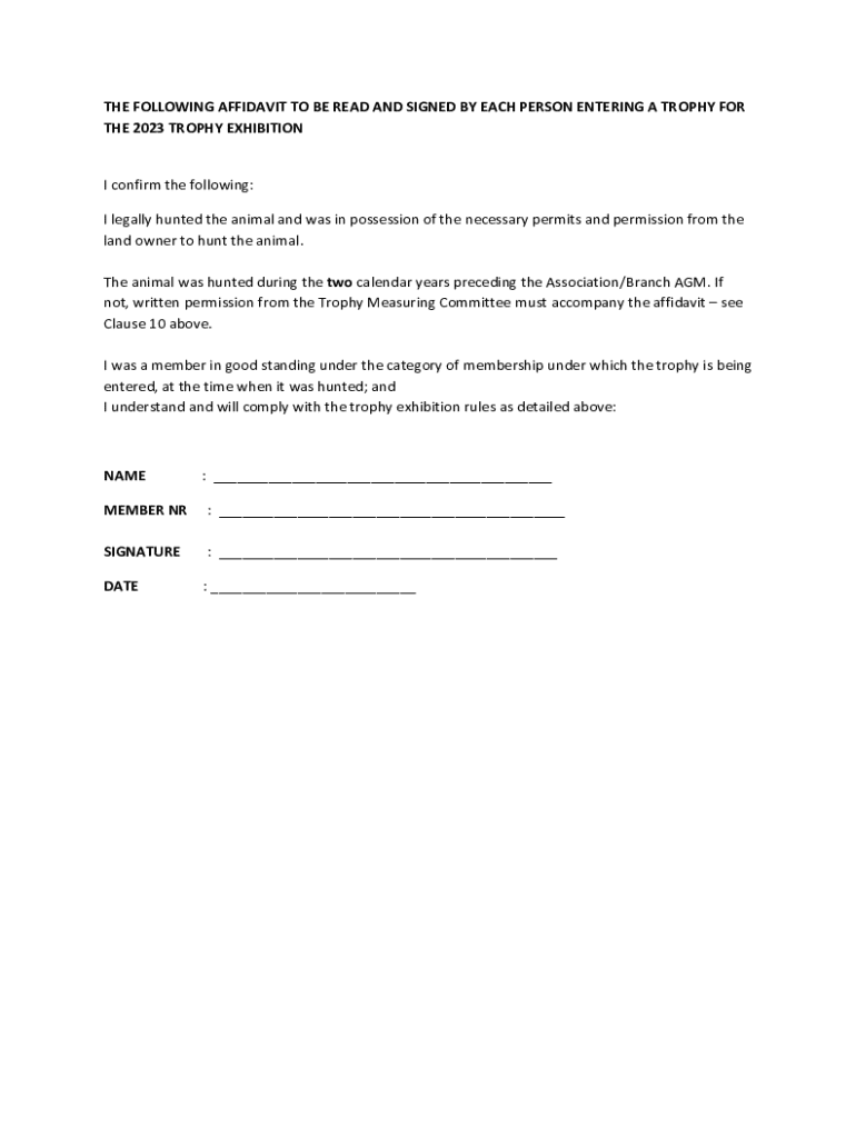 Fillable Online the following affidavit to be read and signed by each ... Fax Email Print ...
