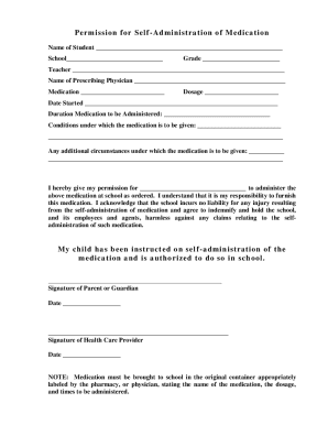 Fillable Online Permission for Self-administration of Medication Fax ...