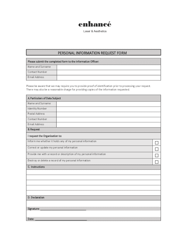 Fillable Online POPIA Personal Information Request Form - Stern Laser ...