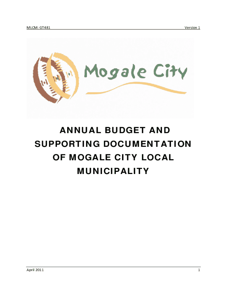 Fillable Online Annual Budget MogaleCity Local Municipality Template ...