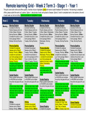 Fillable Online Remote Learning Activities for Year 1 - Week 2 Fax ...