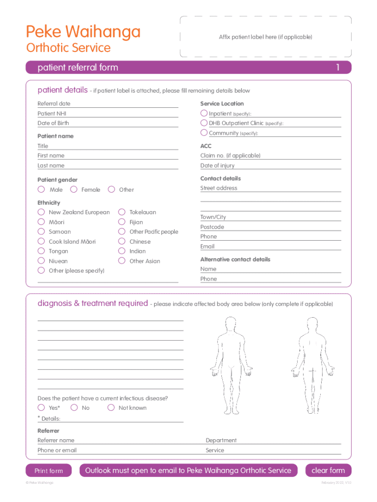 Fillable Online Peke Waihanga Orthotic Service Referral Fax Email Print ...