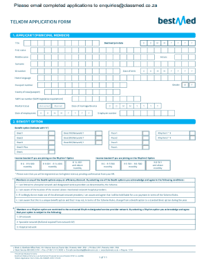 Fillable Online Telkom Application Form for Bestmed Medical Scheme Fax ...