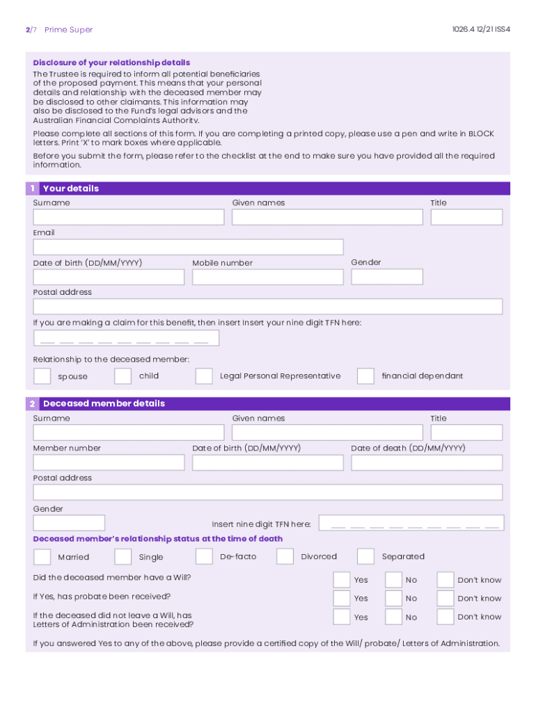 Fillable Online Superannuation Death Benefit and Conflicts of Interest Fax Email Print - pdfFiller