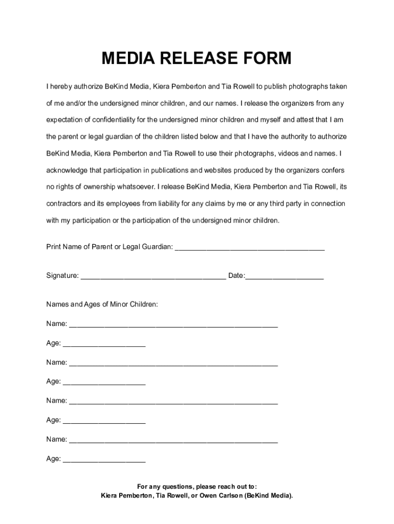 Fillable Online Media Release Authorization Fax Email Print - pdfFiller