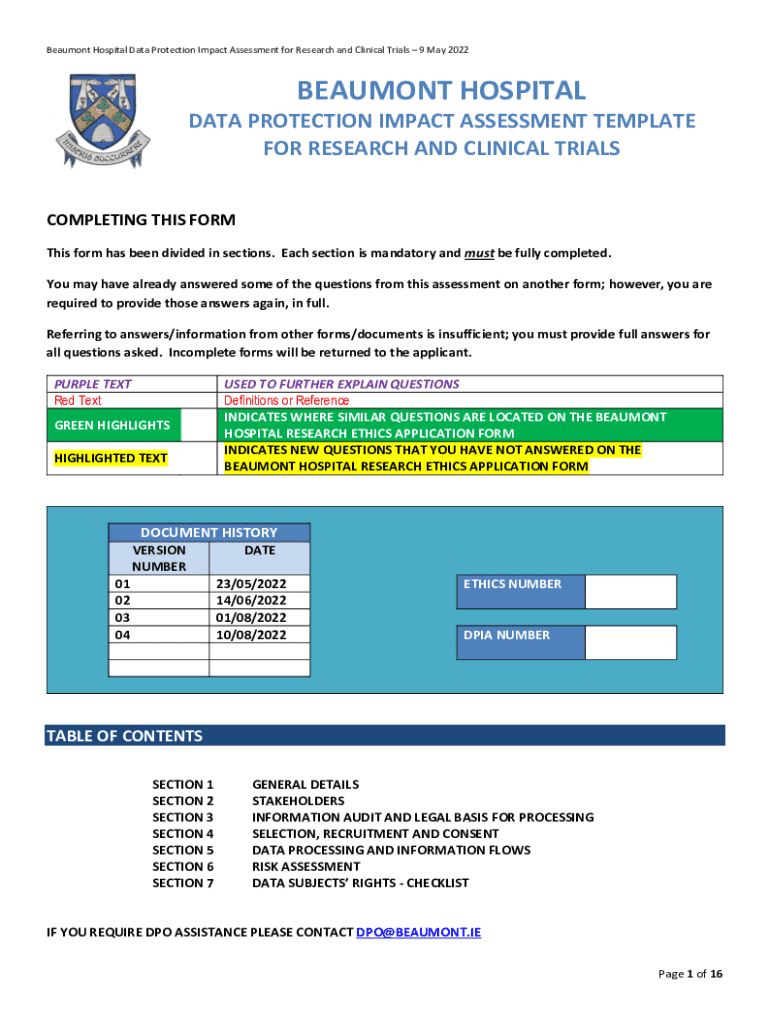 Fillable Online Data Protection Impact Assessment for Research and ...
