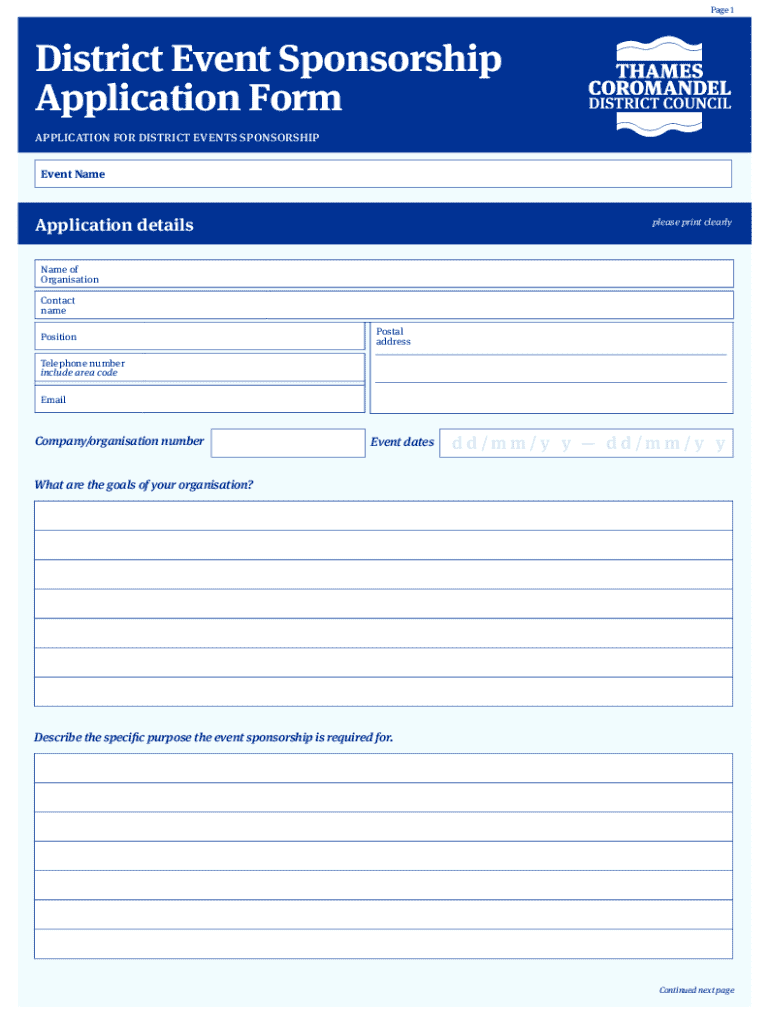 Fillable Online Event Sponsorship Application Form Template Fax Email ...
