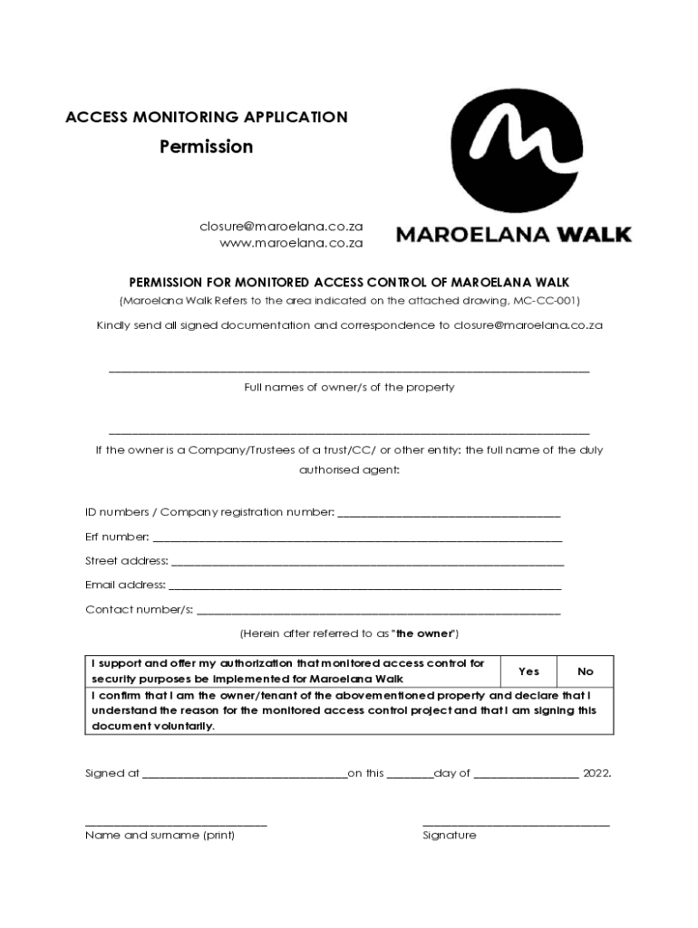 Fillable Online ACCESS MONITORING APPLICATION Welcome Letter Fax Email Print - pdfFiller