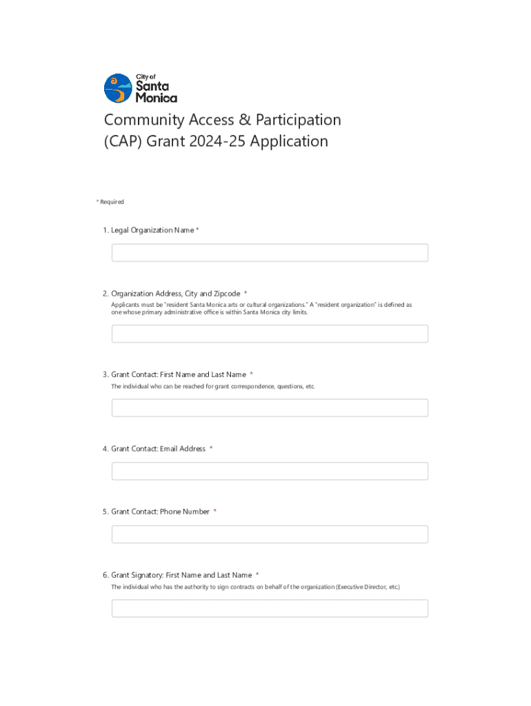 Fillable Online Cap Grant Application for 2024-25 Fax Email Print ...