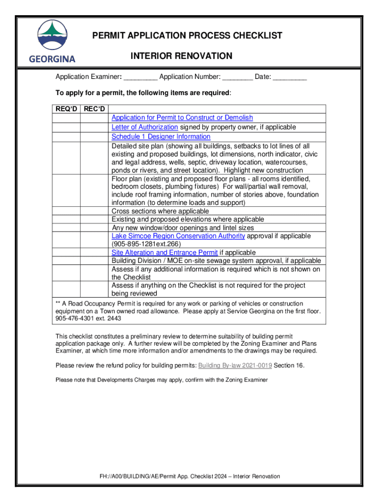 Fillable Online Permit File Checklist - Application Submittal List Fax ...