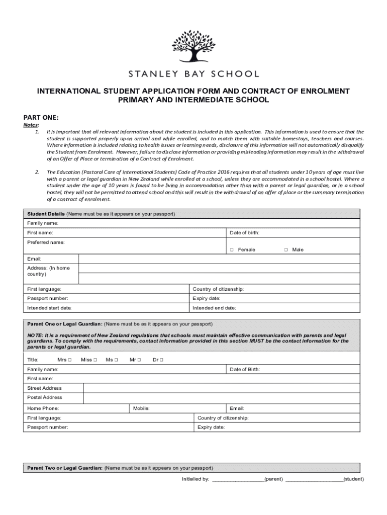 Fillable Online International Enrolment form.docx Fax Email Print ...