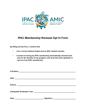 Fillable Online Ipac Membership Renewal Opt in Form Fax Email Print ...