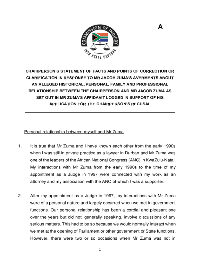 Fillable Online State capture: Zuma, the Guptas, and the sale of South ...