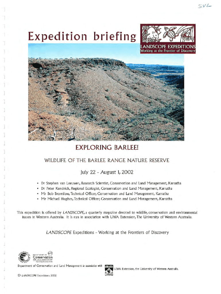 Fillable Online Exploring Barlee! Wildlife of the Barlee Range Nature ...