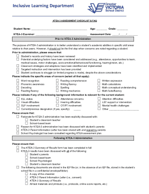 Fillable Online Ktea-3 Assessment and Parent Information Fax Email ...