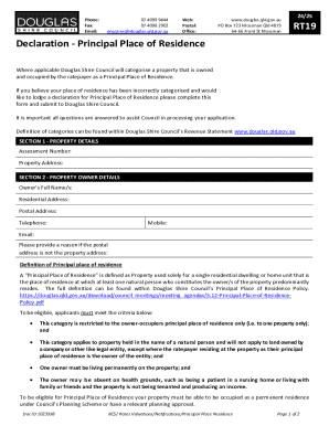 Fillable Online Declaration for Principal Place of Residence Fax Email ...