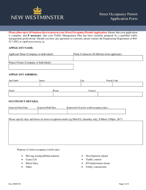 Fillable Online Street Occupancy Permit Fax Email Print - pdfFiller