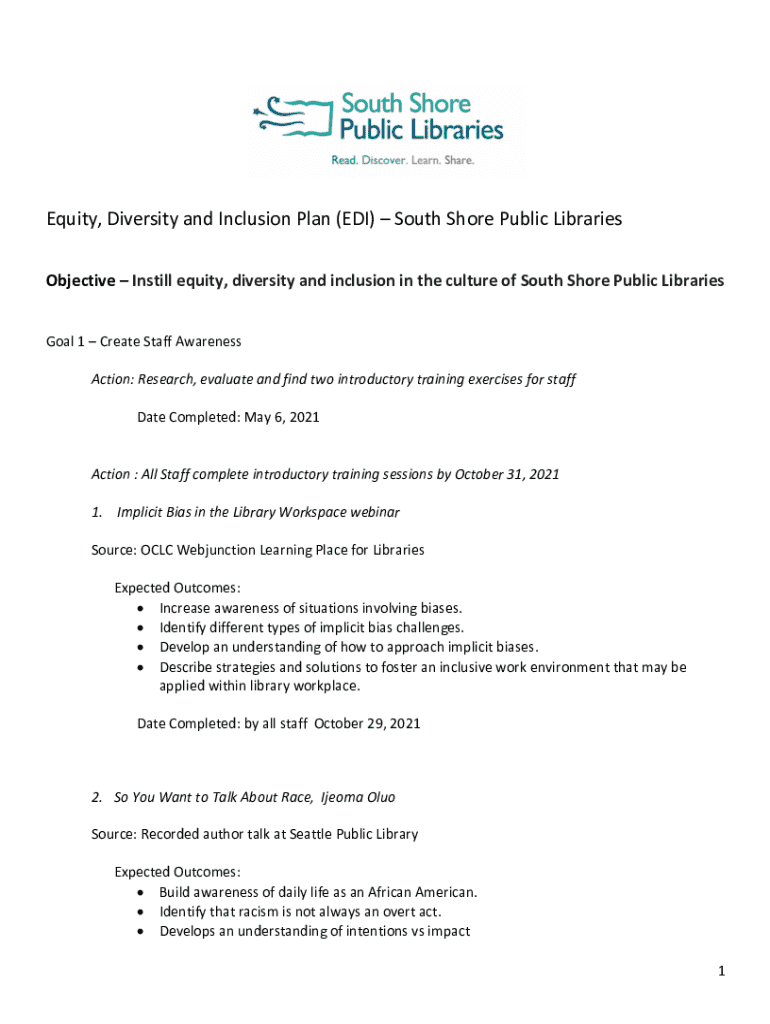 Fillable Online Equity, Diversity and Inclusion Plan (EDI) Fax Email ...