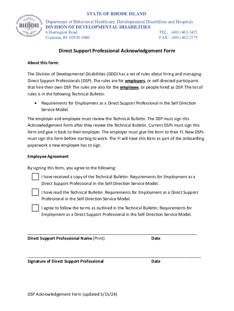 Fillable Online DSP Acknowledgement Form Fax Email Print - pdfFiller