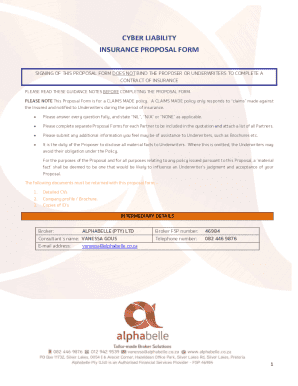 Fillable Online Cyber Liability Insurance Proposal Fax Email Print ...