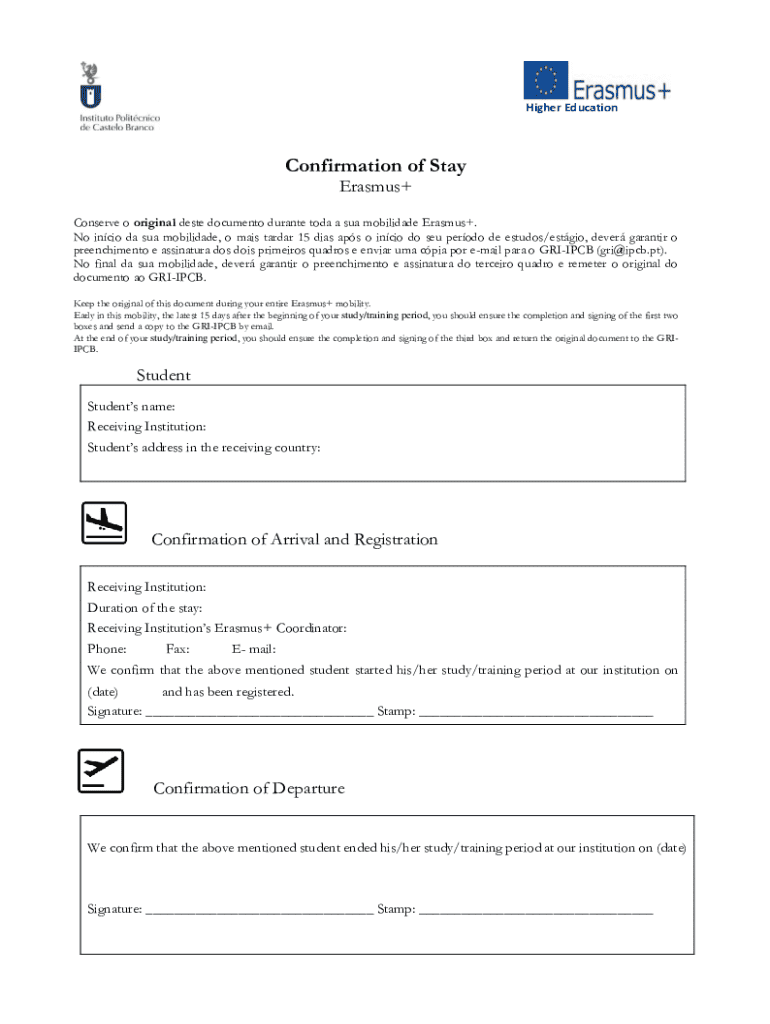 Fillable Online Carta Erasmus para o Ensino Superior Fax Email Print - pdfFiller