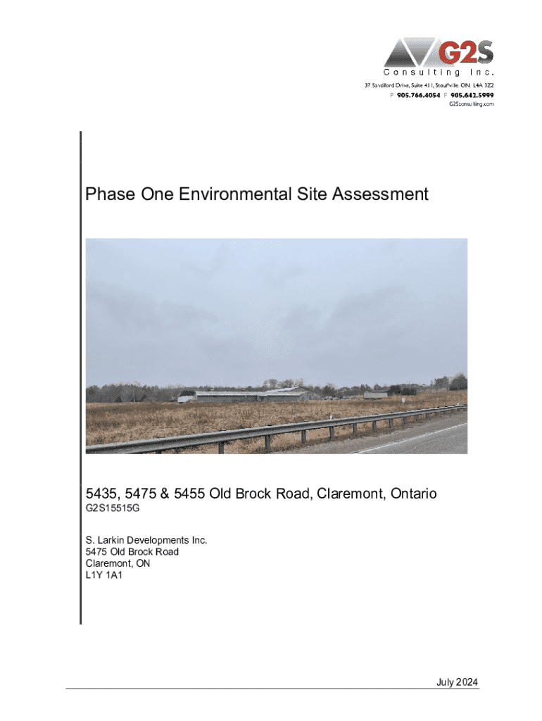 Fillable Online Phase One Environmental Site Assessment for 5435, 5455 ...