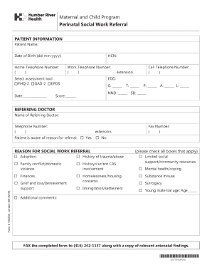 Fillable Online Perinatal Social Work Referral Form Fax Email Print ...