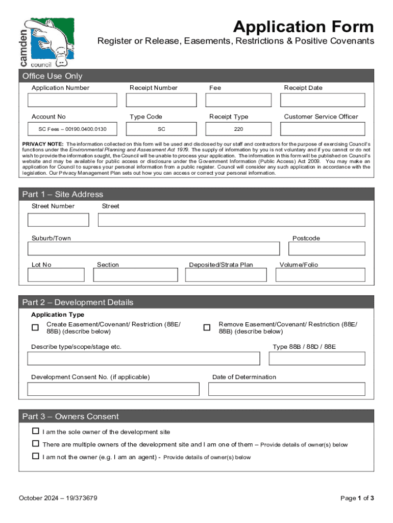 Fillable Online Register or Release, Easements, Restrictions & Positive ...