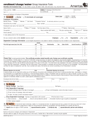 Fillable Online Ameritas Group Insurance Enrollment Form Fax Email ...