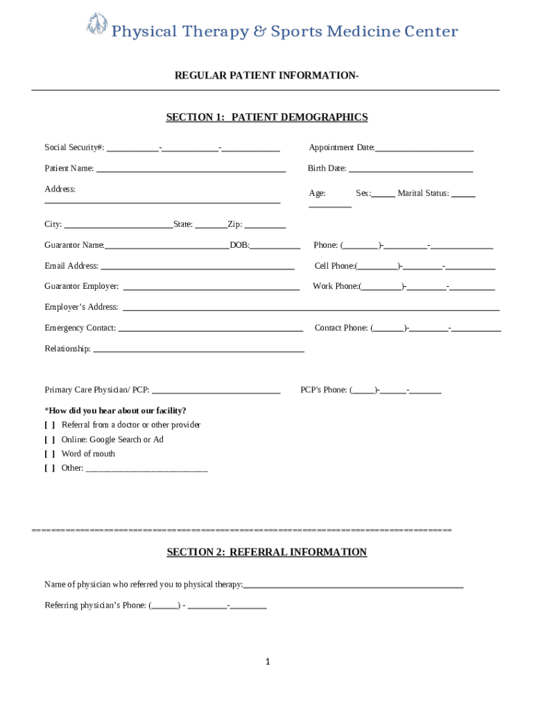 Regular Patient Ination Doc Template | pdfFiller