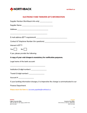 Fillable Online Electronic Fund Transfer (eft) Information Fax Email ...