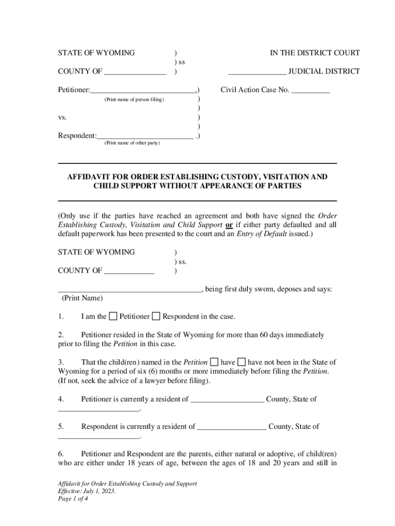 Fillable Online Affidavit for Custody and Support Fax Email Print ...