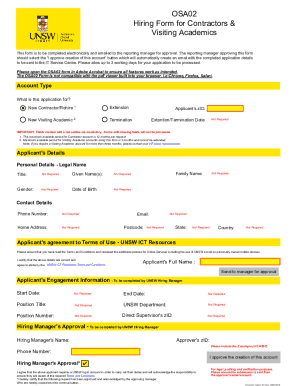 Fillable Online Hiring Form for Contractors & Visiting Academics Fax ...