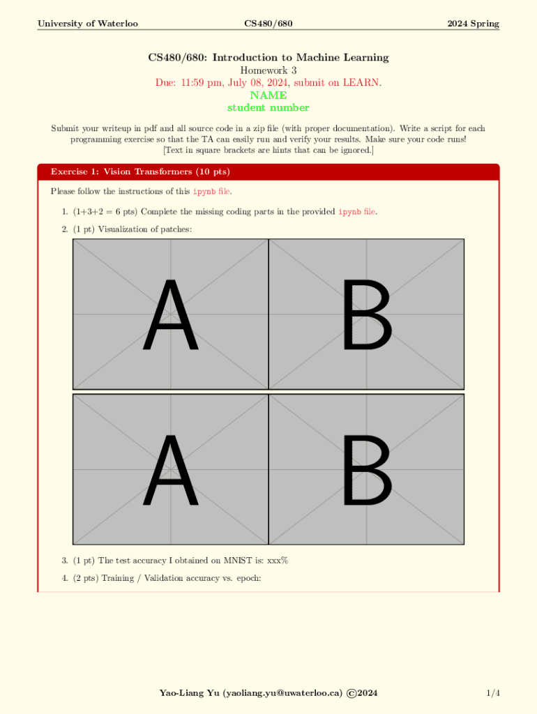 Fillable Online Cs480/680: Introduction to Machine Learning Homework 3 Fax Email Print - pdfFiller
