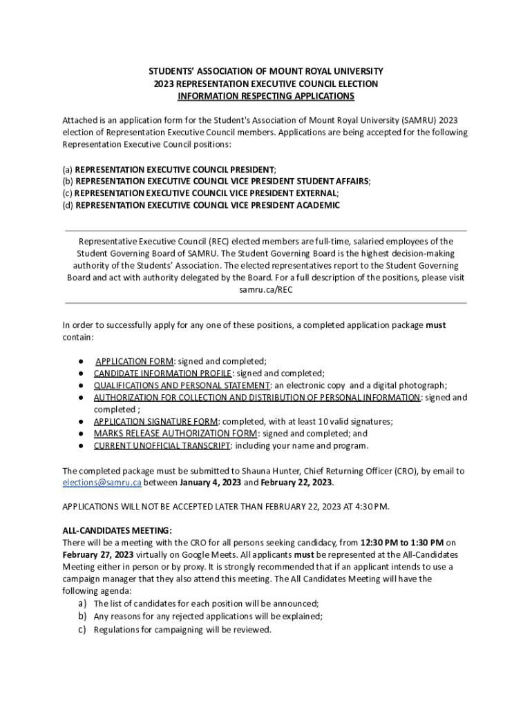 Fillable Online Students\' Association of Mount Royal University (SAMRU ... Fax Email Print ...