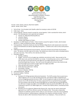 Fillable Online Wells County Public Library Board Meeting Minutes ...