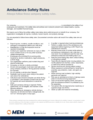 Fillable Online Ambulance Safety Rules Fax Email Print - pdfFiller