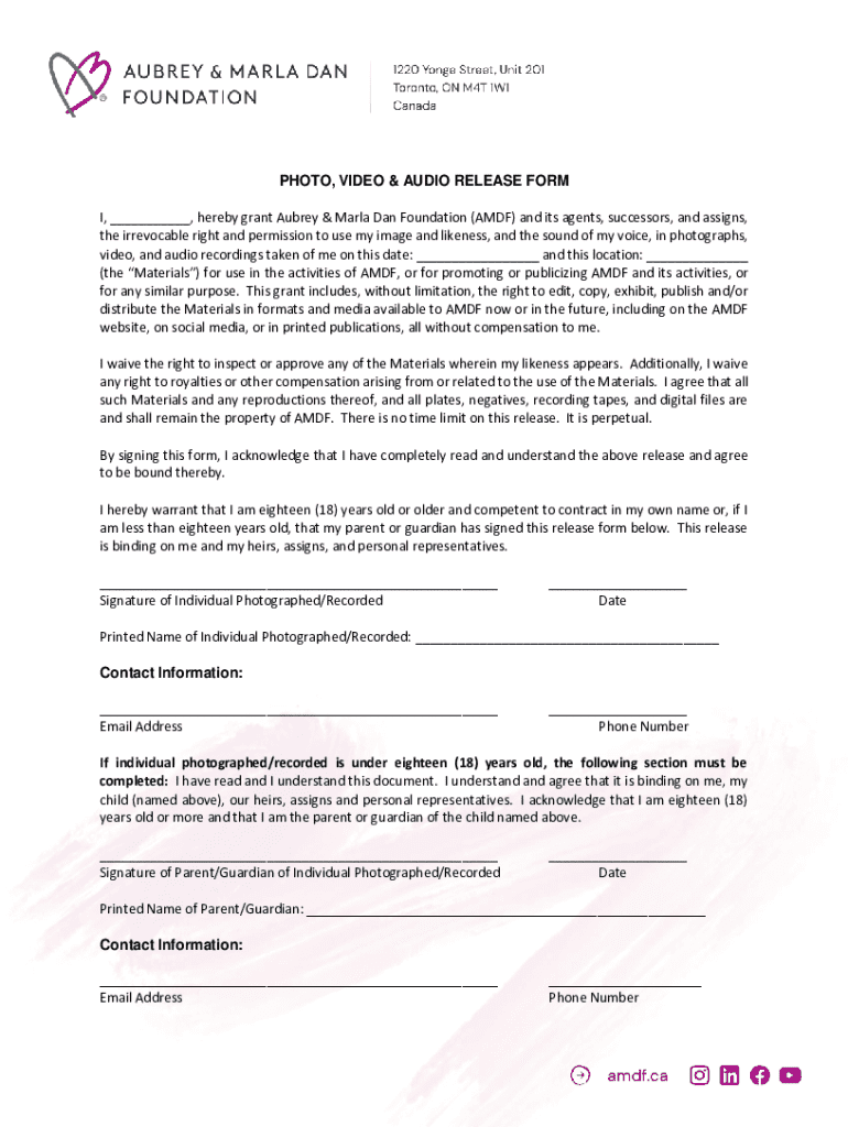 Fillable Online Photo/Video Release Form Template Fax Email Print ...